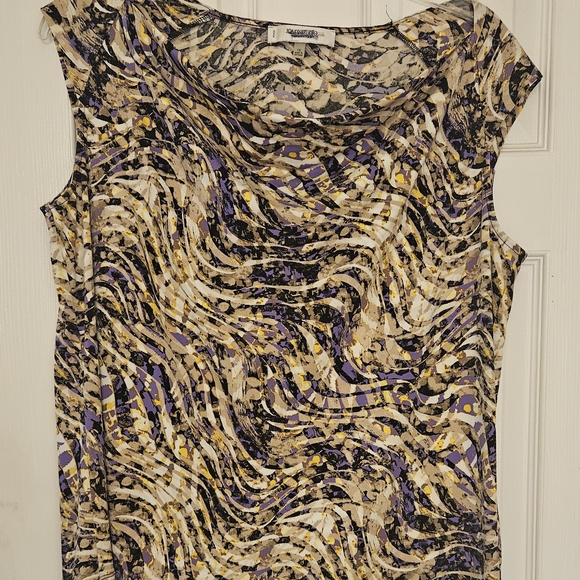 Jones Studio | Tops | Jones Studio Purple And Yellow Abstract Blouse ...